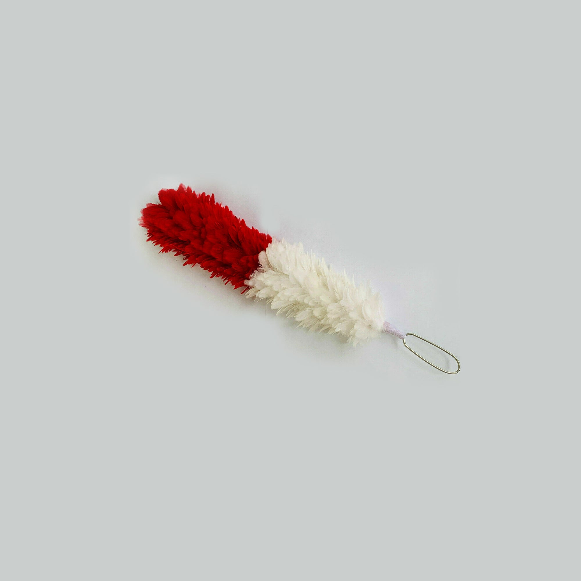 weiß/rot Federbusch - Groß - Plume, Feather, Hackle